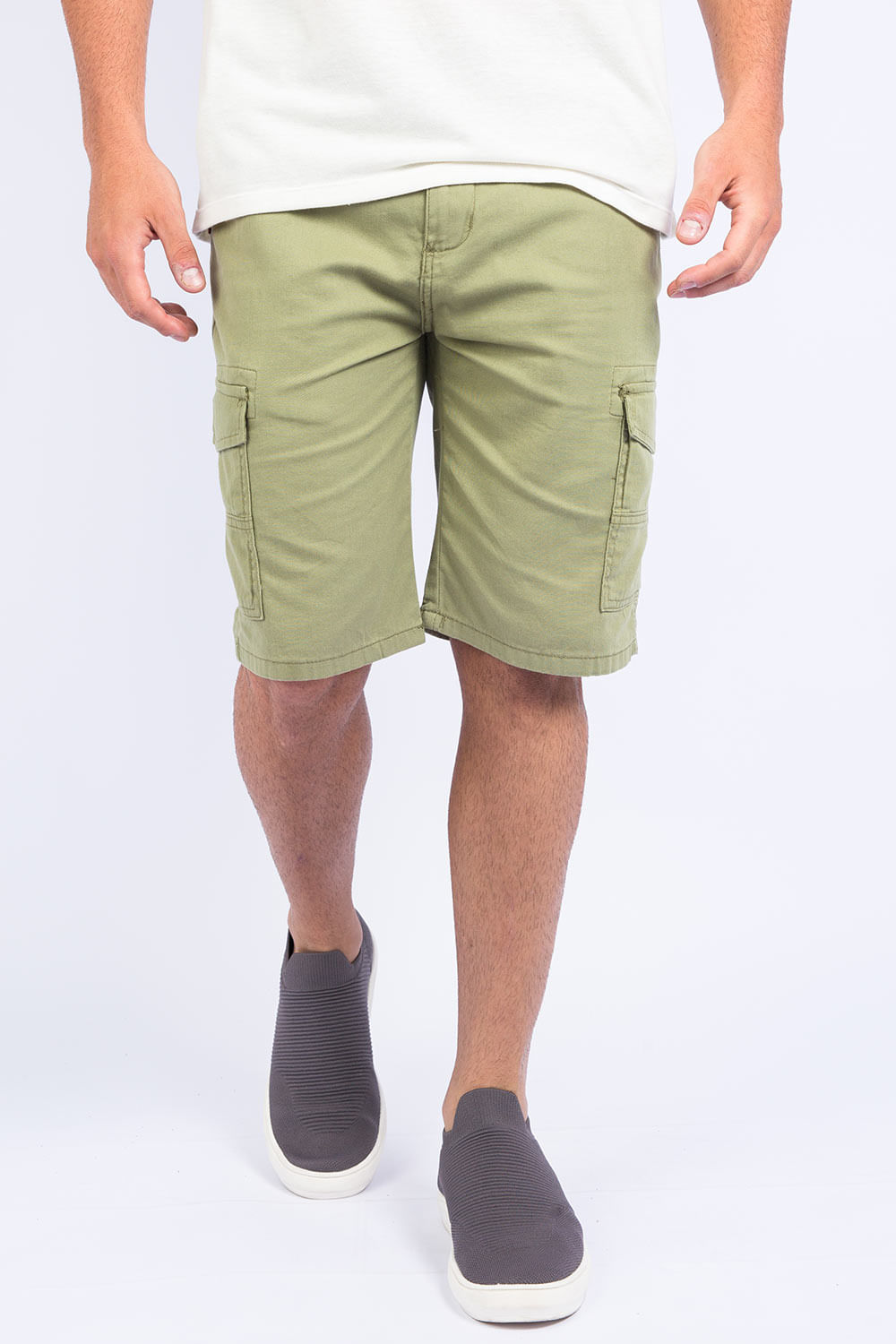Bermuda Masculina Cargo Lisa Verde Militar | TACO