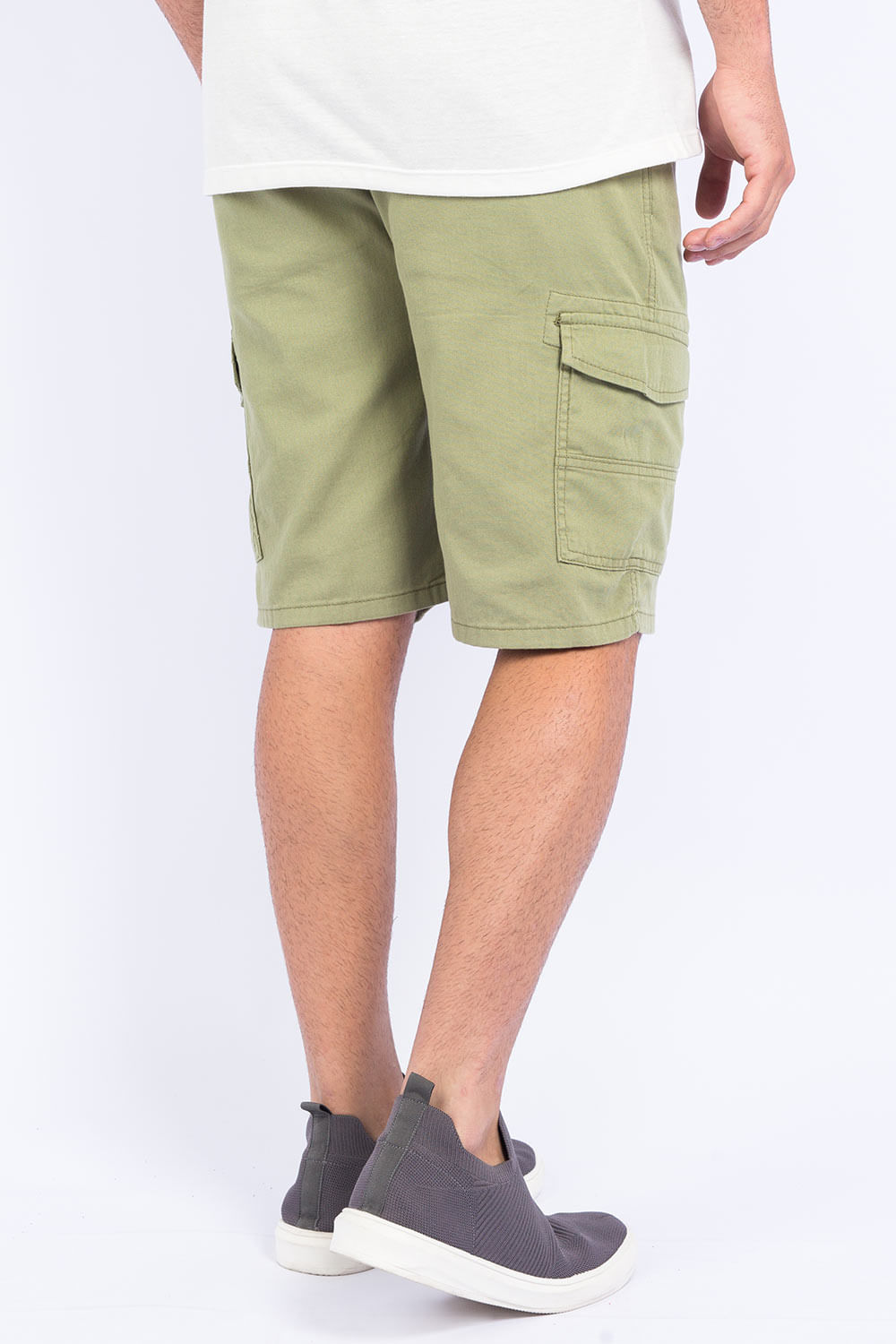 Bermuda Masculina Cargo Lisa Verde Militar | TACO