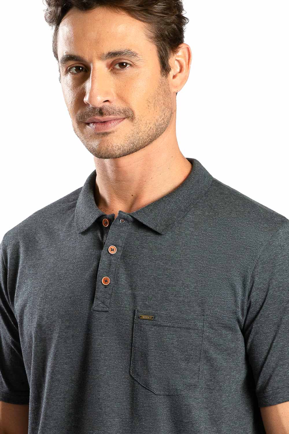 Polo Básica Fit Com Bolso Grafite